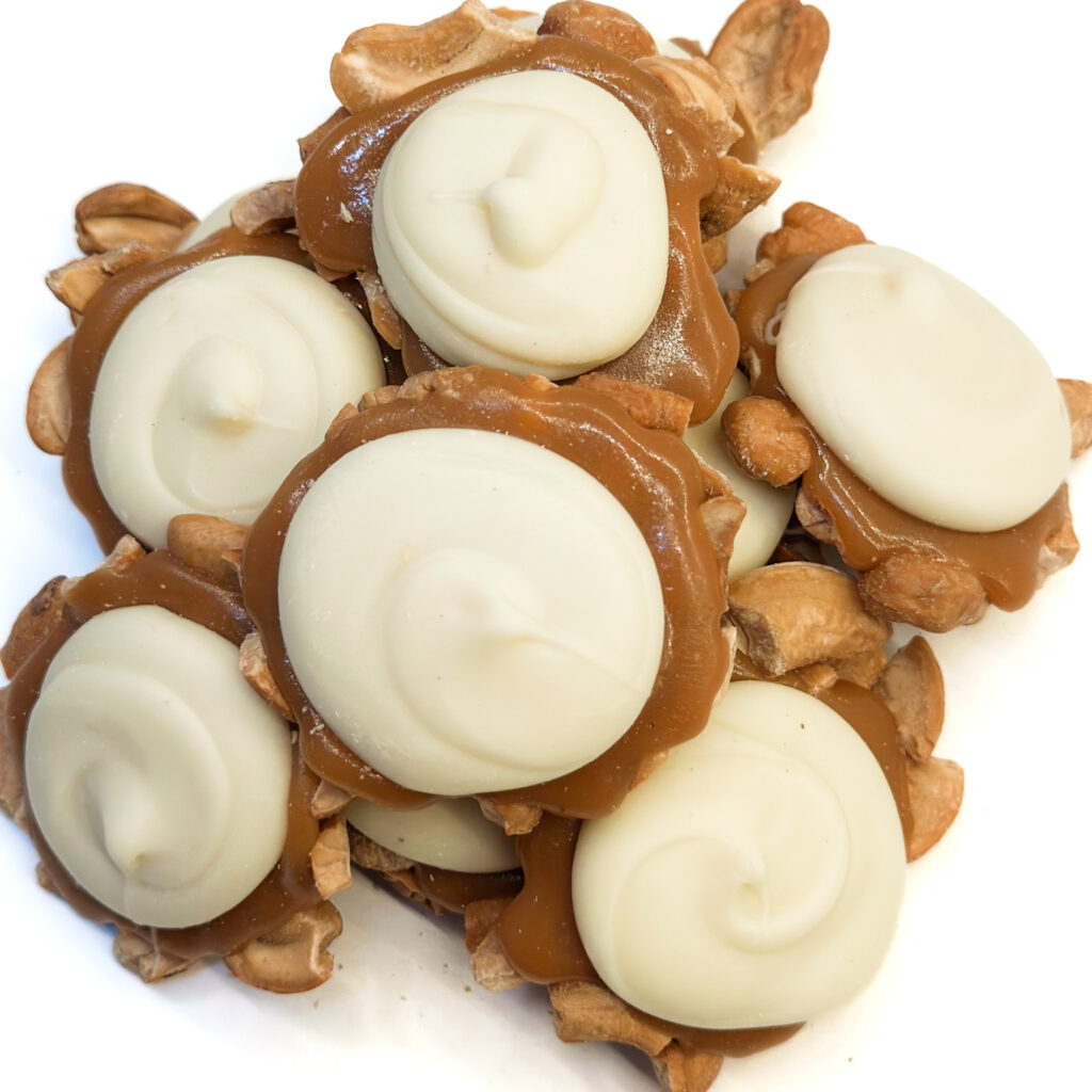 White Chocolate Cashew Caramel Geoducks - Elevated Ice Cream Co